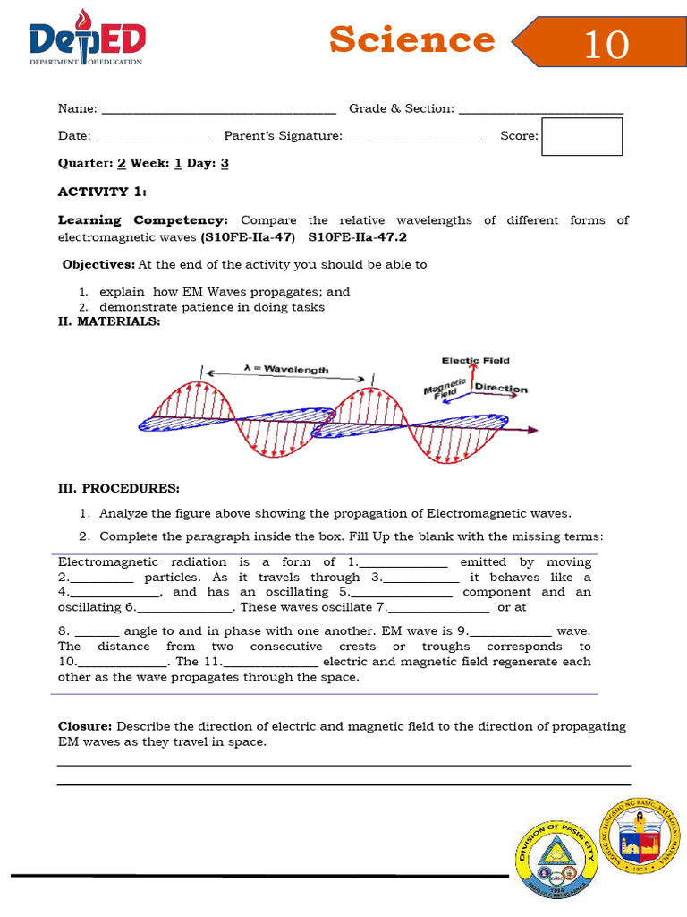 Science 10 - Q2 - DW3 | PDF | Waves | Electromagnetic Radiation