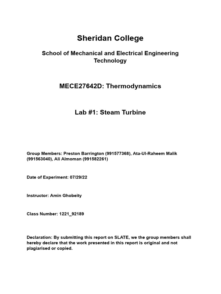 Lab Report 1 Thermo | PDF | Boiler | Steam Lab Report 1 Thermo | PDF | Boiler | Steam