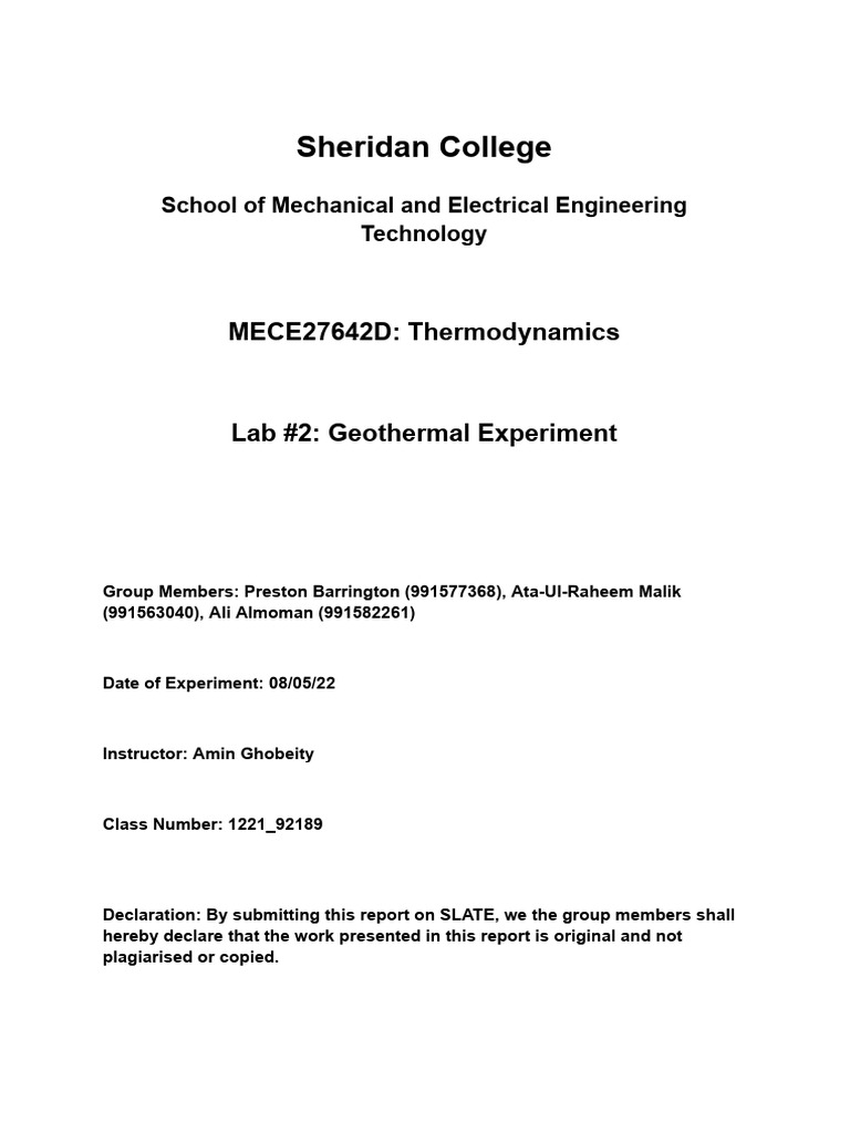 Lab Report 2 Thermo | PDF | Heat Pump | Refrigeration Lab Report 2 Thermo | PDF | Heat Pump | Refrigeration
