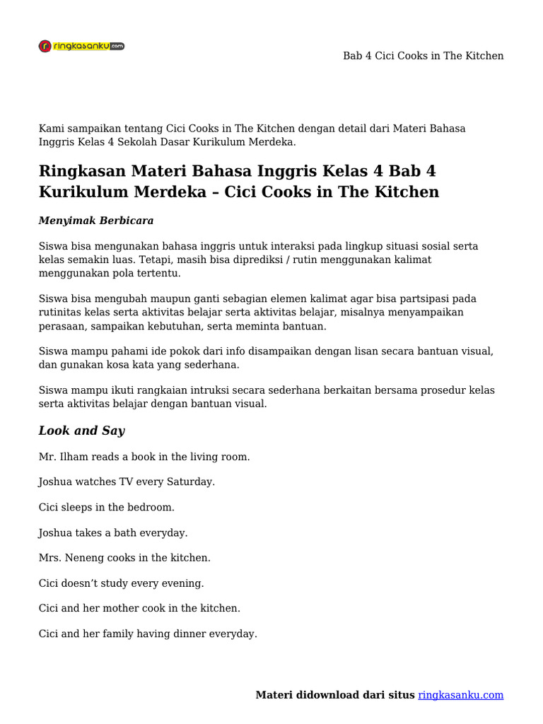 Bab 4 Cici Cooks in The Kitchen | PDF