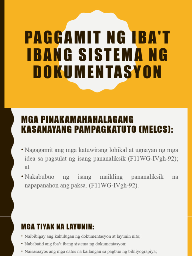 Paggamit NG Iba'T Ibang Sistema NG Dokumentasyon | PDF