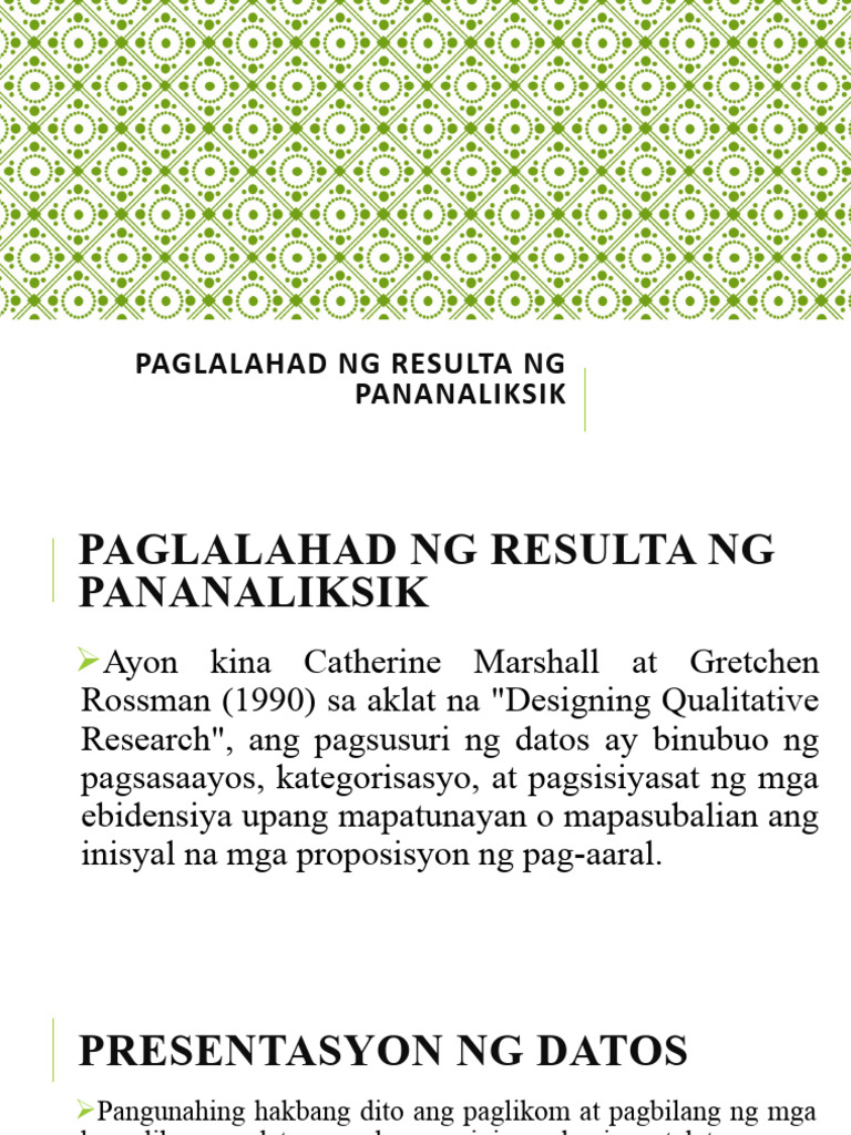 Paglalahad NG Resulta NG Pananaliksik | PDF