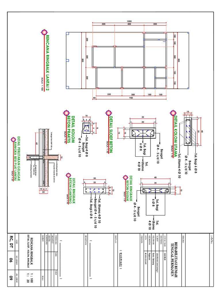 Rencana & Detail Sloef, Kolom Dan Ringbalk | PDF
