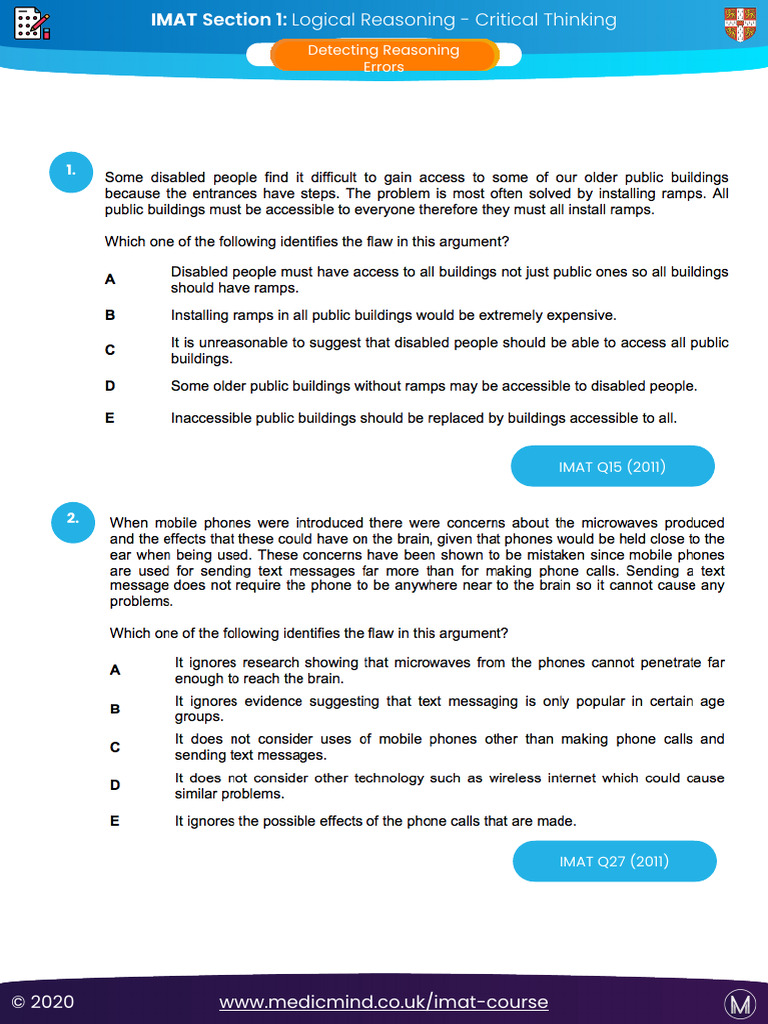IMAT Logical Reasoning Practice Guide | PDF | Reasoning | Logic