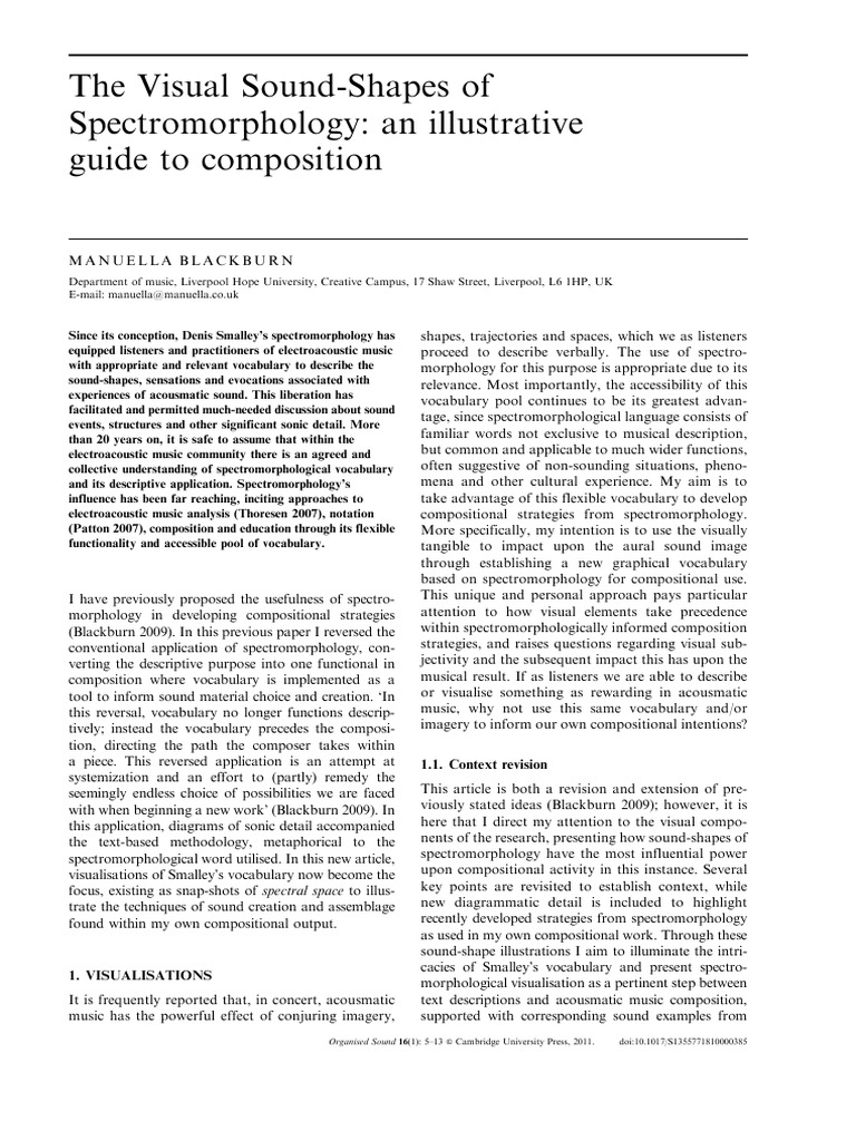 The Visual Sound Shapes of Spectromorpho | PDF | Sound | Visualization (Graphics)