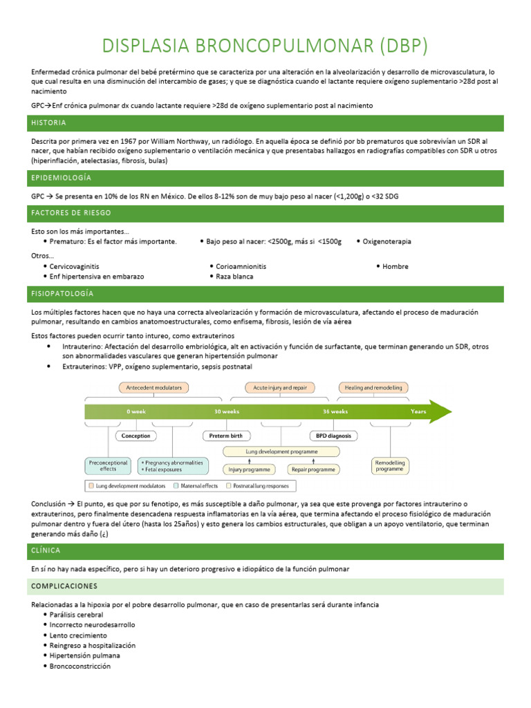 Displasia Broncopulmonar | PDF | Sistema respiratorio | Enfermedades ...