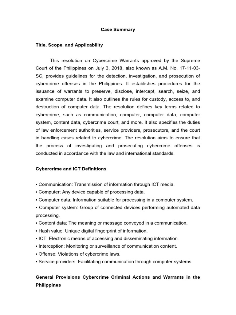 Philippine Cybercrime Warrants Guidelines | PDF | Cybercrime | Search ...