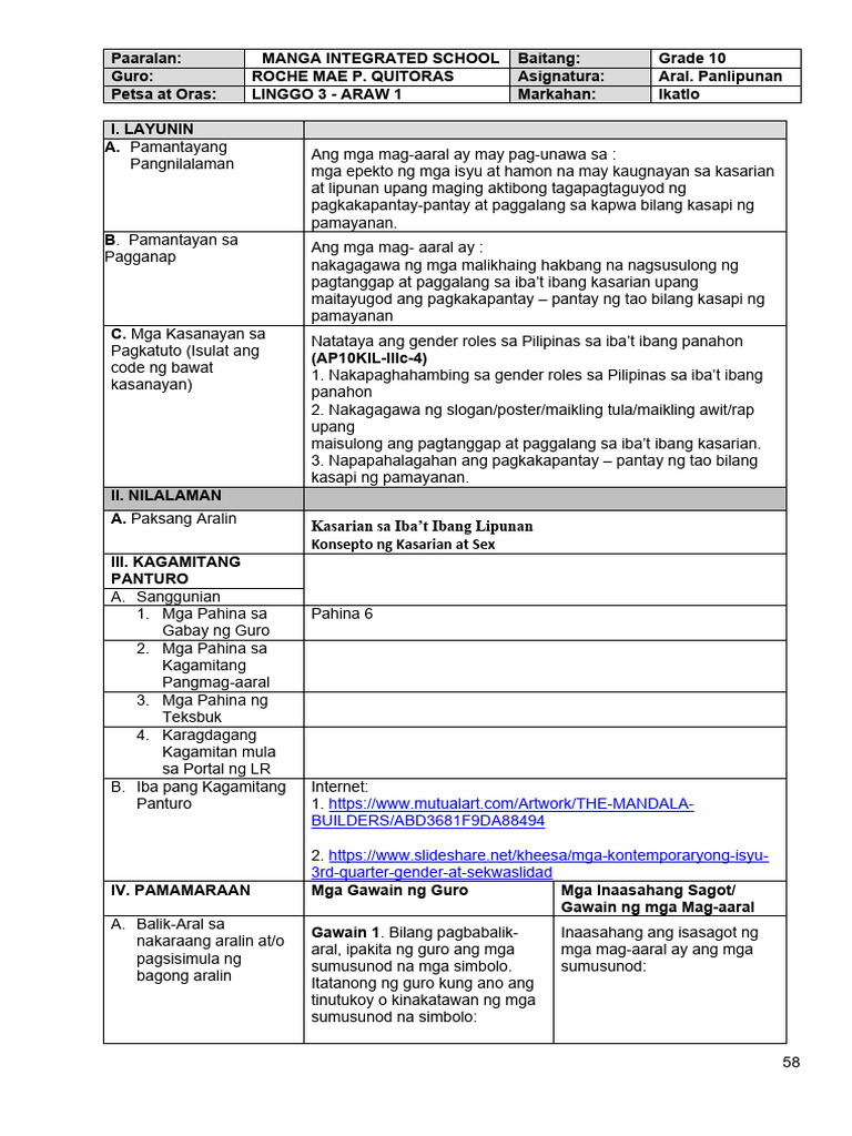 DLL Arpan10 Q3 W3 | PDF