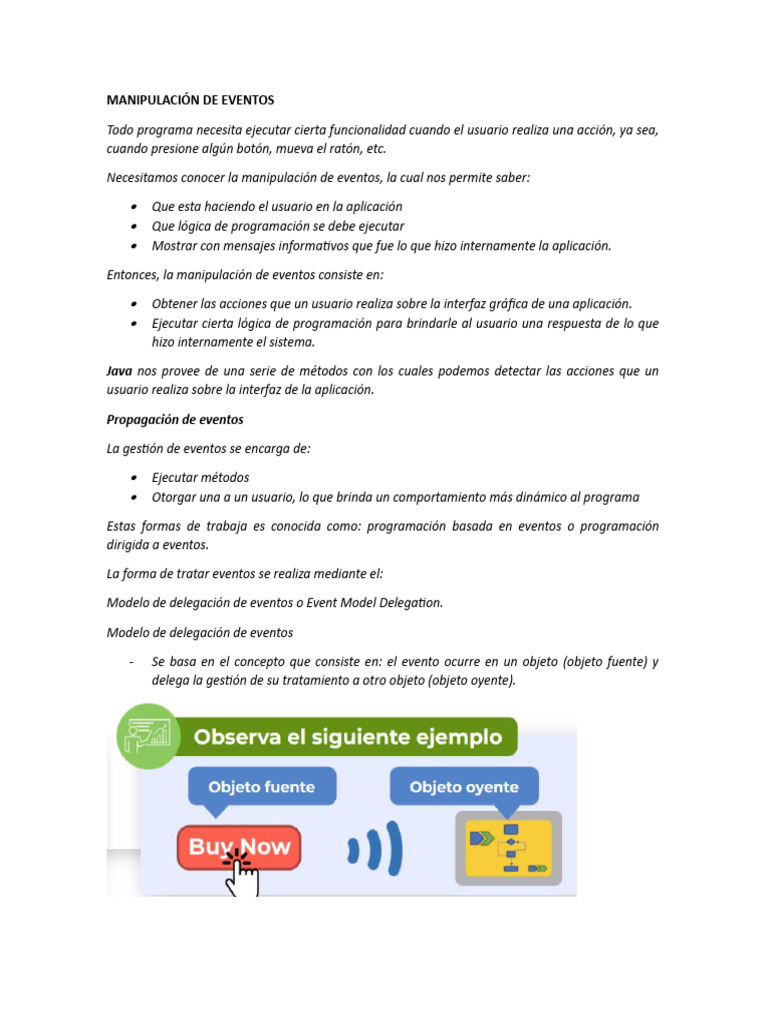 Lección 3 MANIPULACIÓN DE EVENTOS | PDF | Objeto (informática) | Interfaces gráficas de usuario