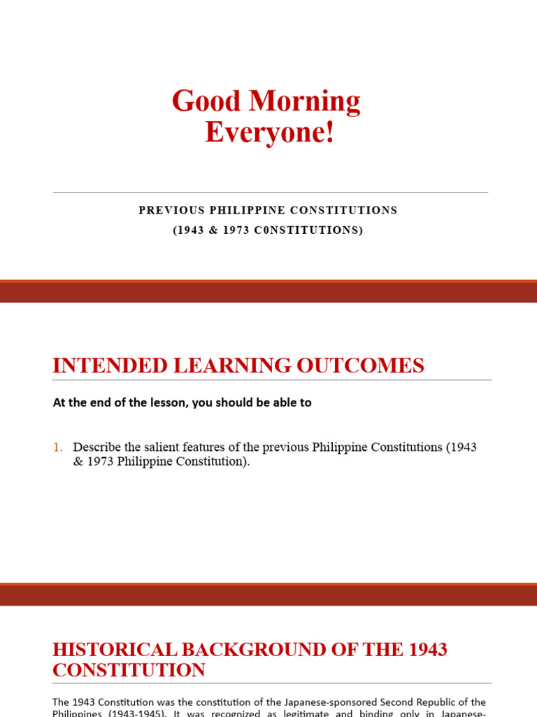 Overview of the 1943 Philippine Constitution | PDF | Political Science ...