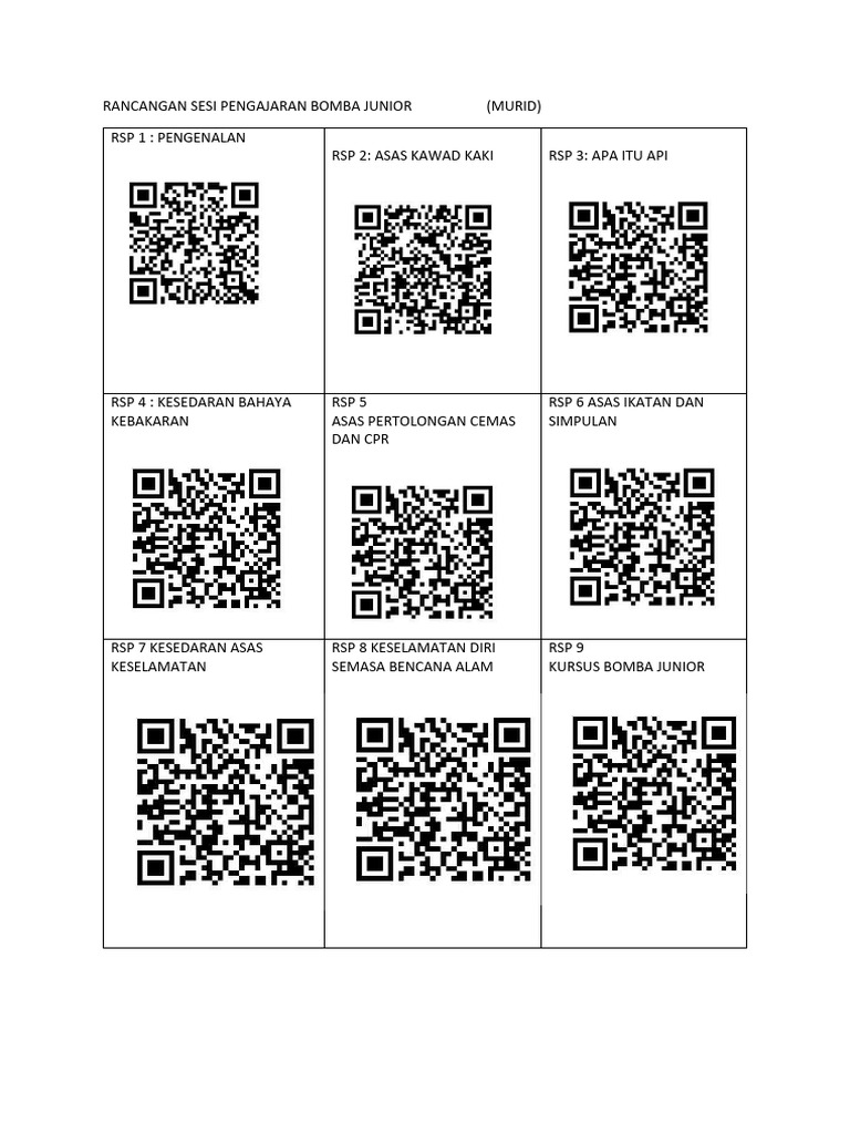 Bomba Junior RSP QR Code | PDF
