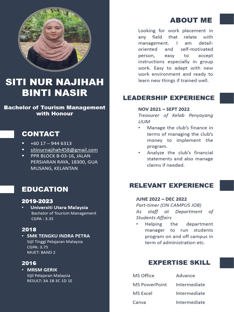 CV Siti Nur Najihah BT Nasir 1 | PDF