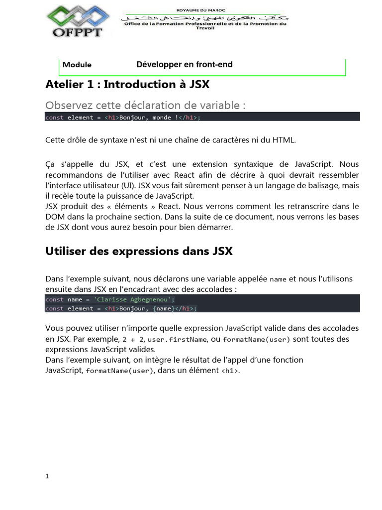 TP1 JSX | PDF | JavaScript | Langage de balisage