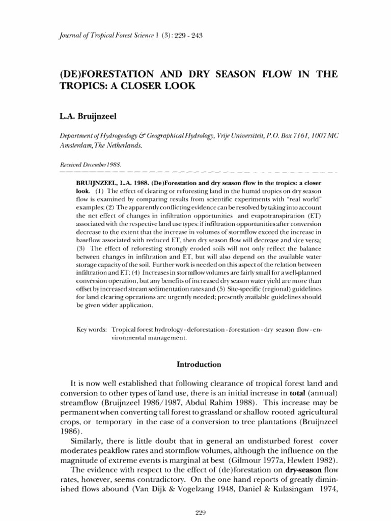 Deforestation's Impact on Tropical Dry Flow | PDF | Drainage Basin ...