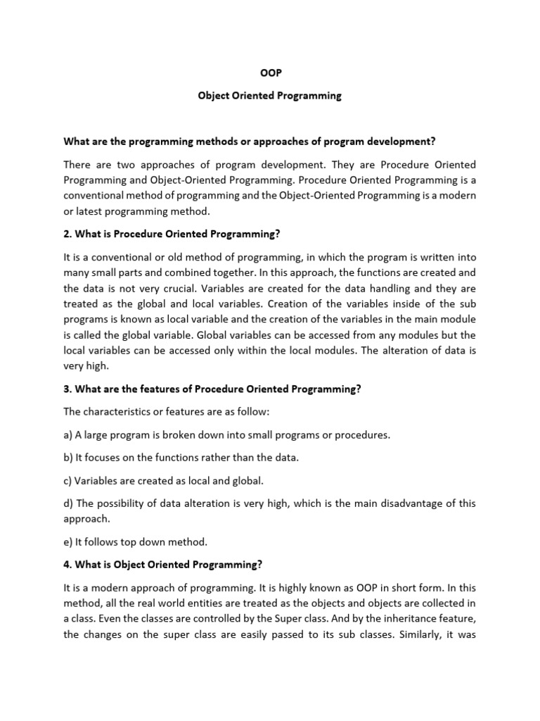 Oop Object Oriented Programming Pdf
