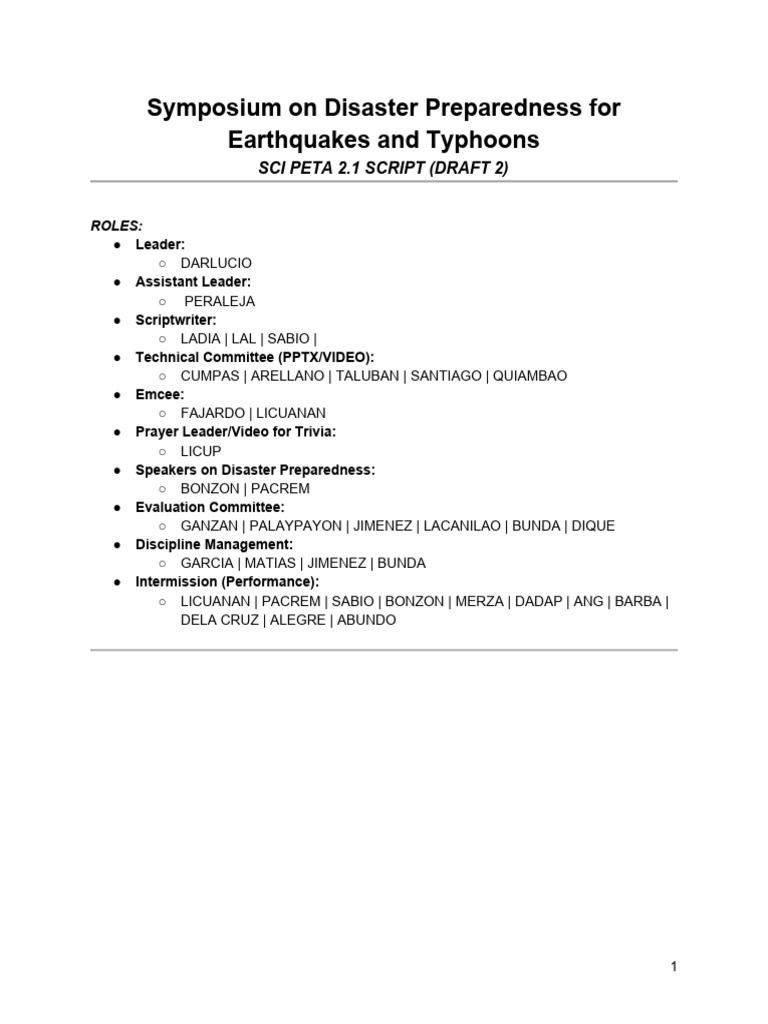 SCI PETA 2.1 Symposium Script | Download Free PDF | Tropical Cyclones | Prayer