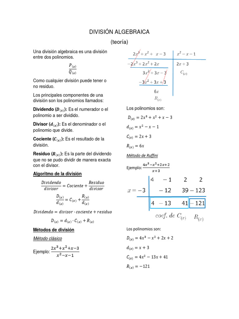 División Algebraica Teoría | PDF