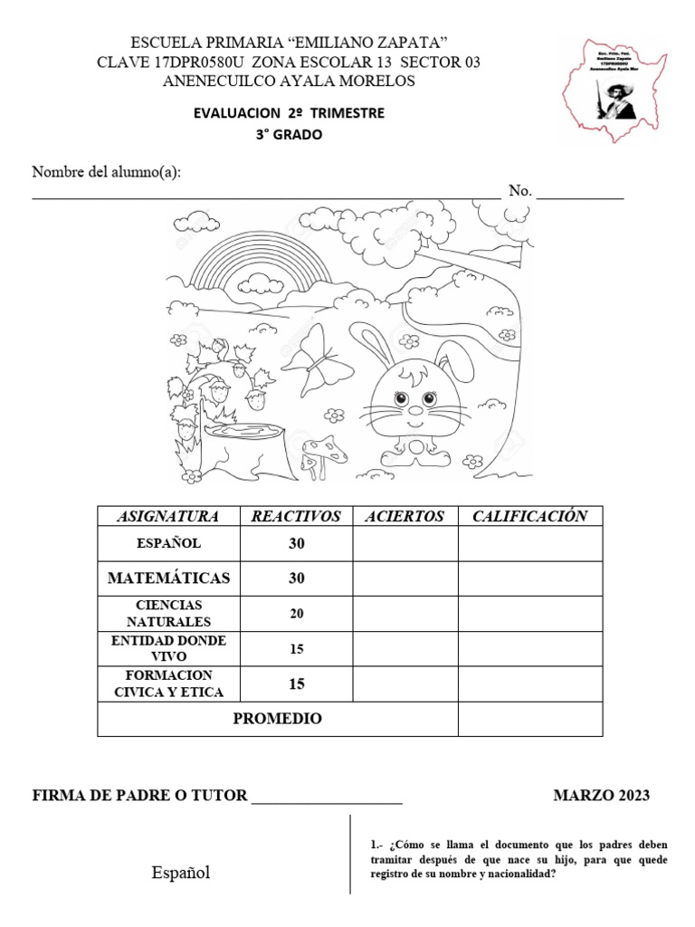 Evaluación de 3° Grado Primaria 2023 | PDF
