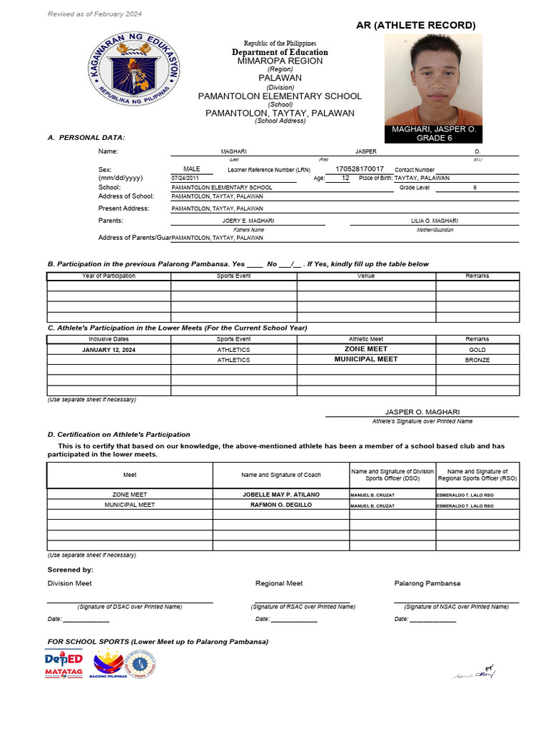 Athlete Records for MIMAROPA Region | PDF | Student Sport | Multi Sport ...