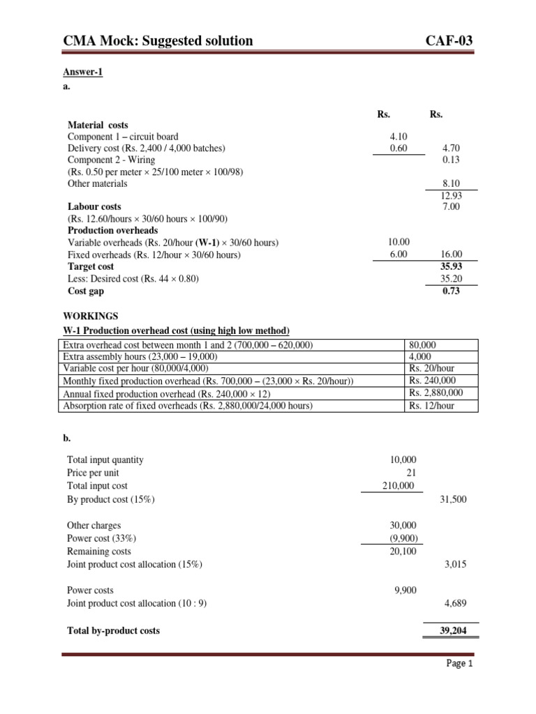 CAF-03 CMA CRESCENT MOCK Solution | PDF | Debits And Credits | Prices