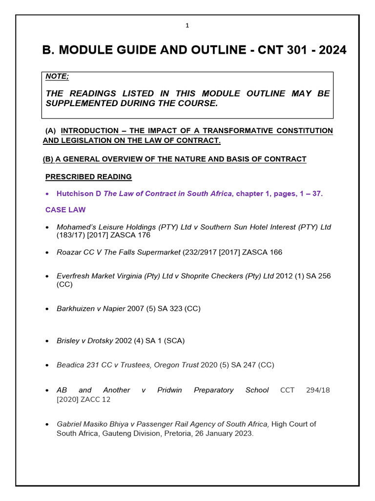 Contract- Module Outline | PDF