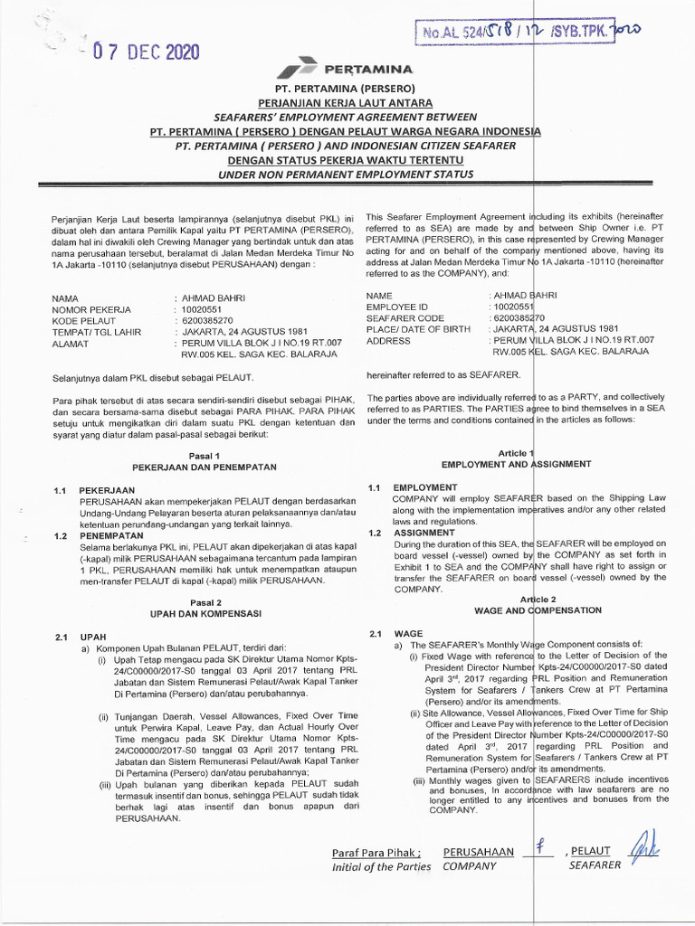 Ahmad Bahri Oiler | PDF