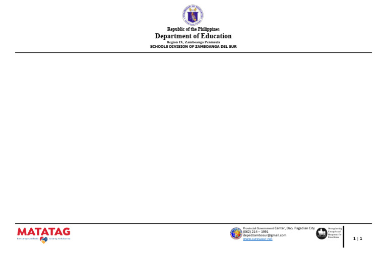 Letterhead Landscape Long - MATATAG 1 | PDF