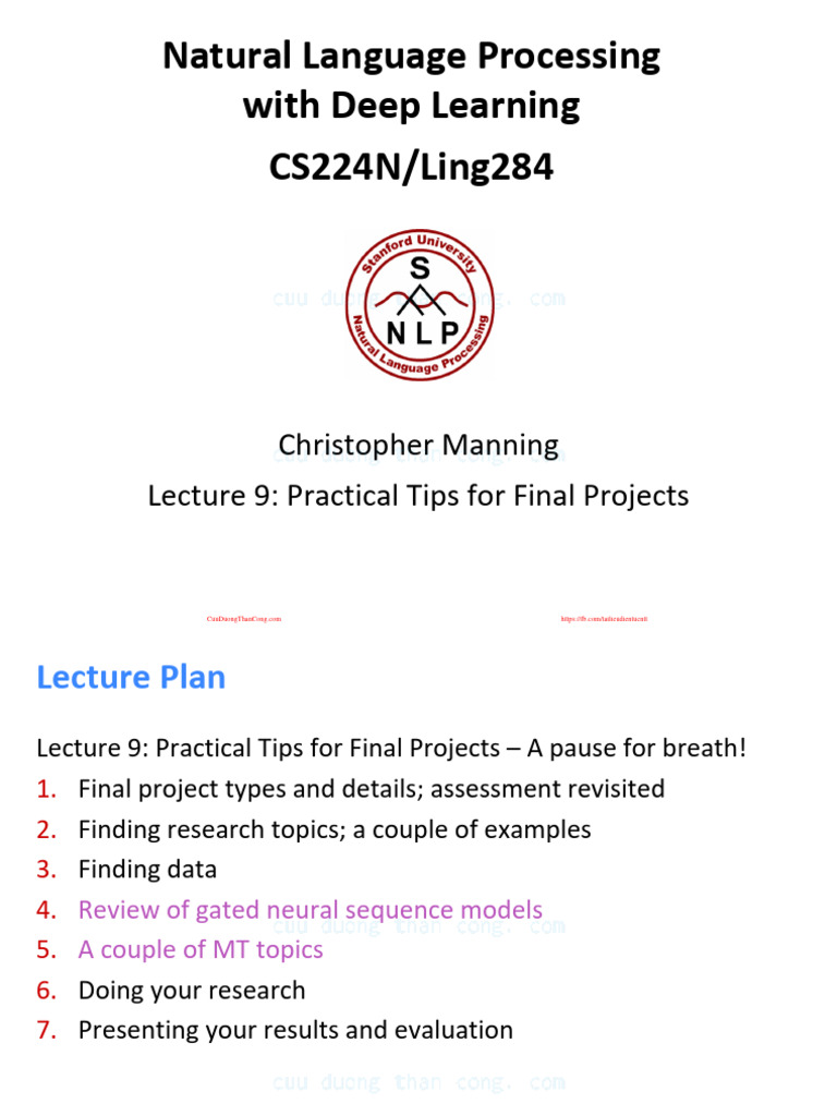 Xu Ly Ngon Ngu Tu Nhien Christopher Manning Cs224n 2019 Lecture09 Final Projects ...