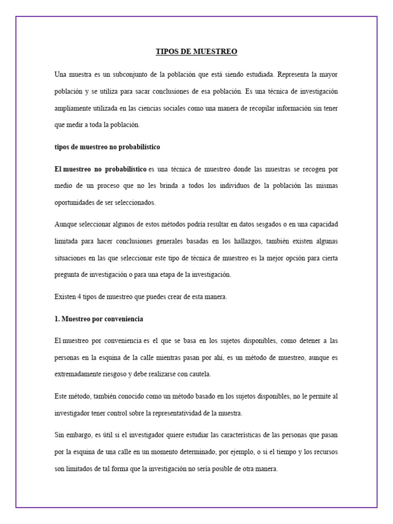 Tipos de Muestreo | PDF | Ciencia y matemáticas | Ciencias sociales