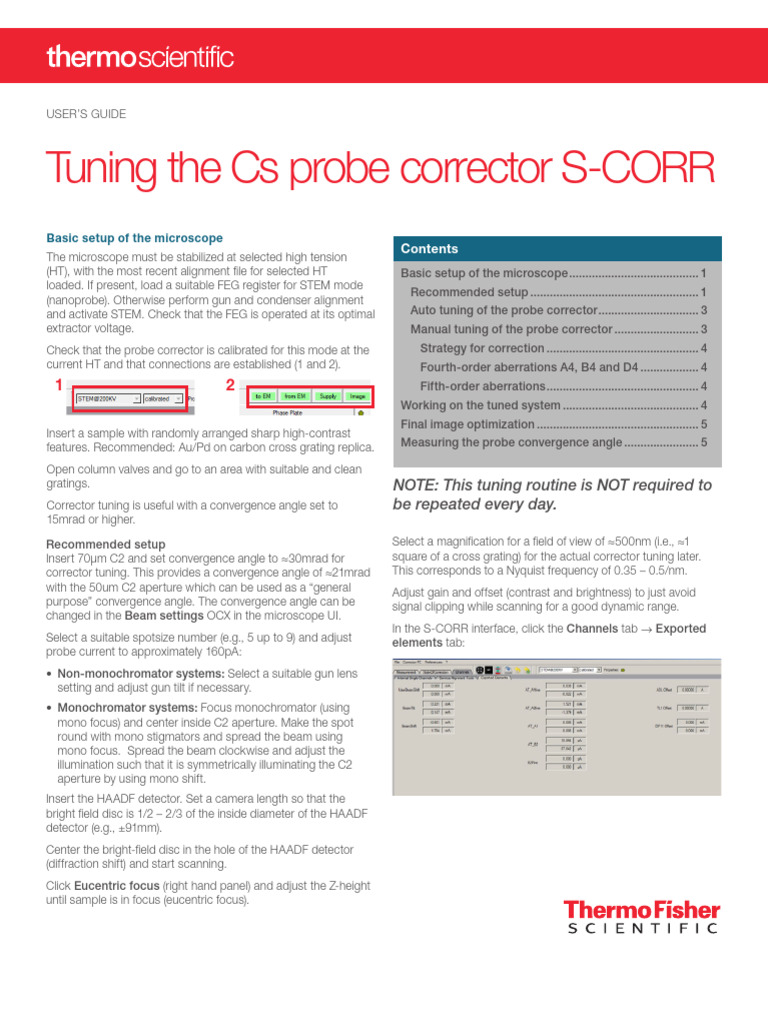 Cs Probe Corrector S-CORR Tuning Guide | PDF | Microscope | Aperture