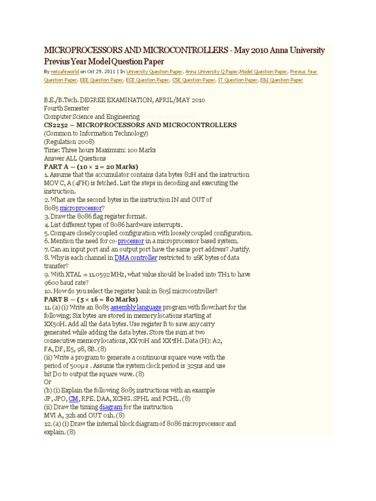 Microprocessors and Micro Controllers | PDF | Microcontroller ...