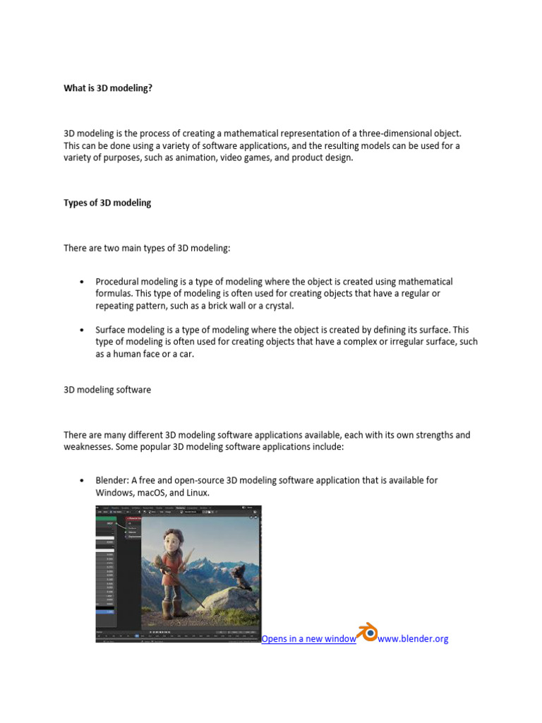 3d Character modeling Notes | PDF | 3 D Modeling | 3 D Computer Graphics
