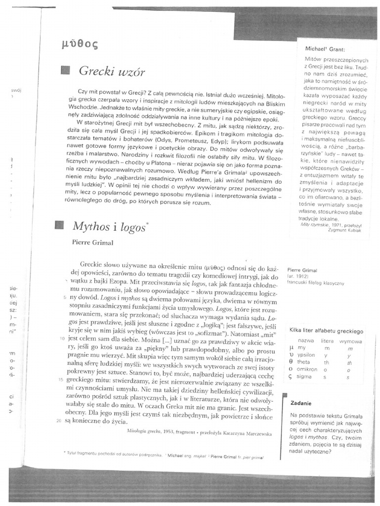 Grecki Wzór - Mythos I Logos | PDF