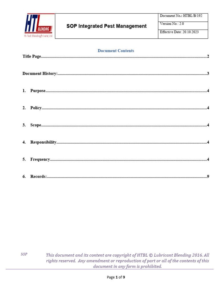 HTBL 192 - Sop-Ipm | PDF | Pesticide | Pest Control