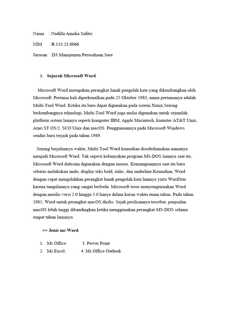Sejarah dan Fungsi Microsoft Word | PDF