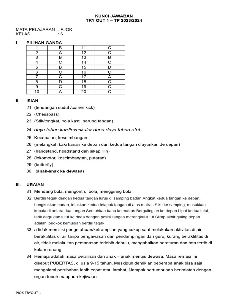 Form Kunci Jawaban | PDF