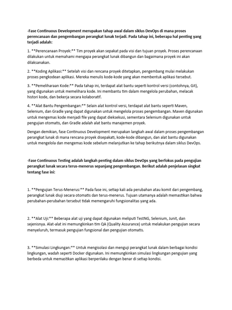 Fase Continuous Development Merupakan Tahap Awal Dalam Siklus DevOps Di Mana Proses Perencanaan ...