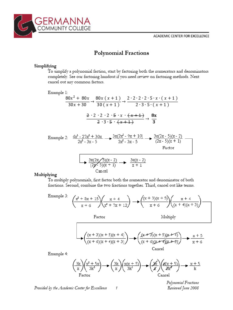 Polynomial Fractions Pdf Factorization Computational Science