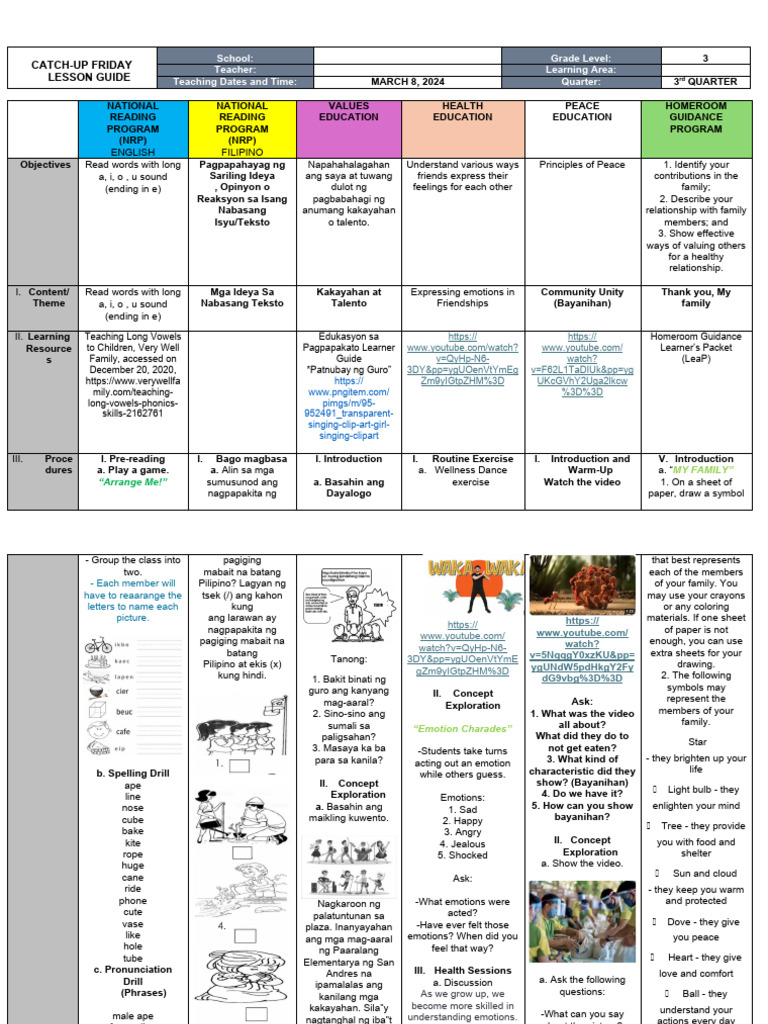 Grade 3 Catch Up Lesson March 8 | PDF