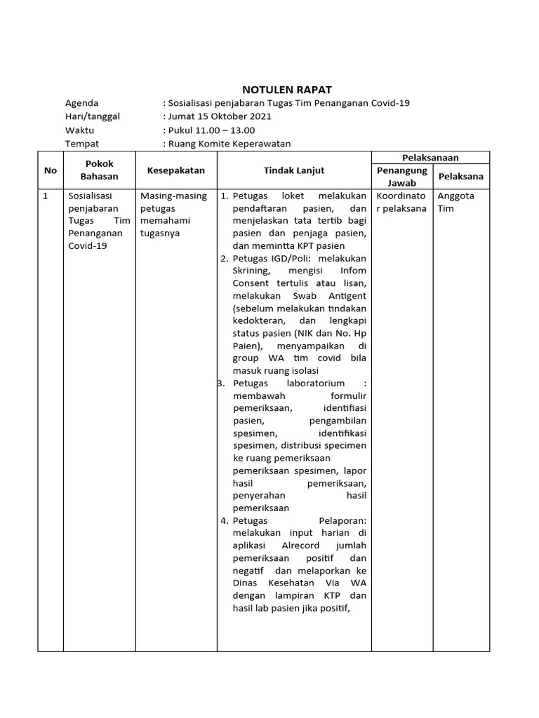 Format Notulen Rapat | PDF