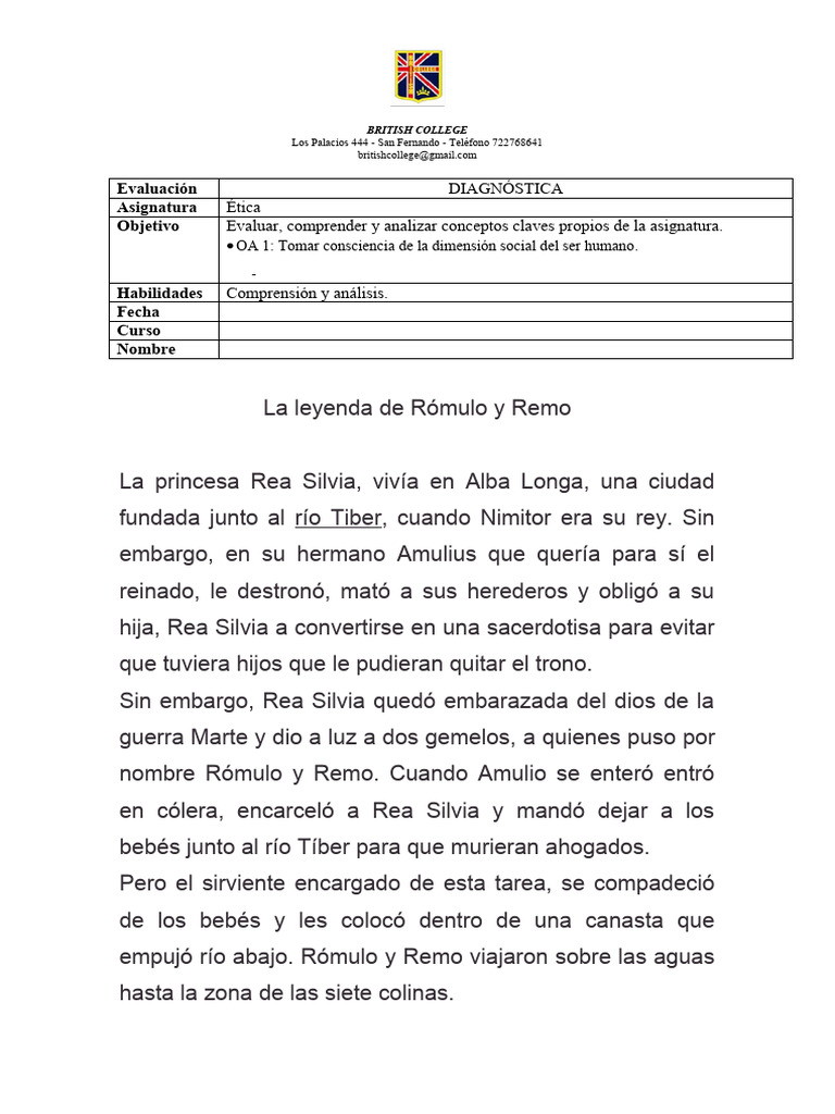 La Leyenda de Rómulo y Remo | PDF | Romulus y Remus | Mitología romana