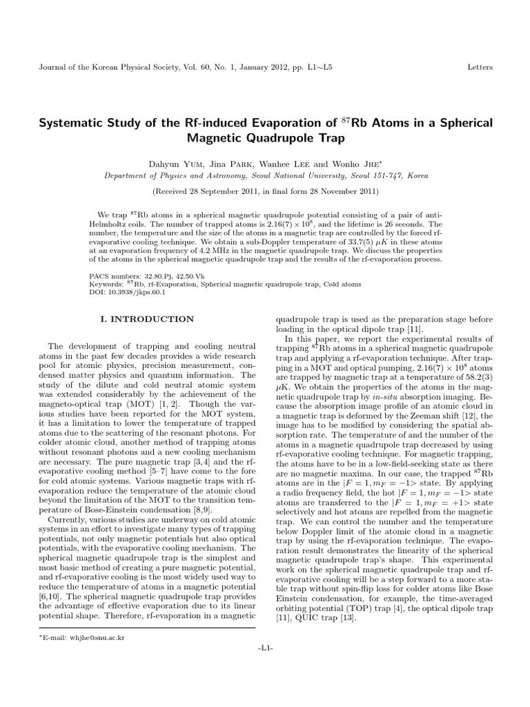 Systematic Study of The RF Induced Evapo | PDF | Physical Sciences | Materials Science