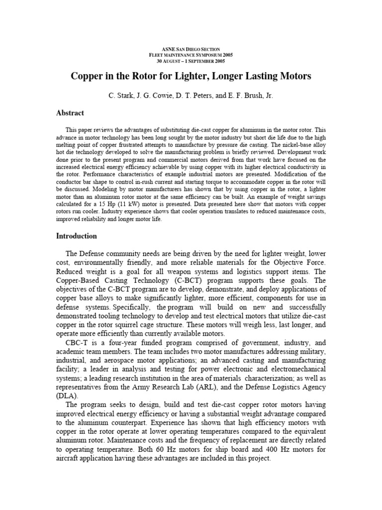 Copper in The Rotor For Lighter Longer Lasting Mot | PDF | Electric ...