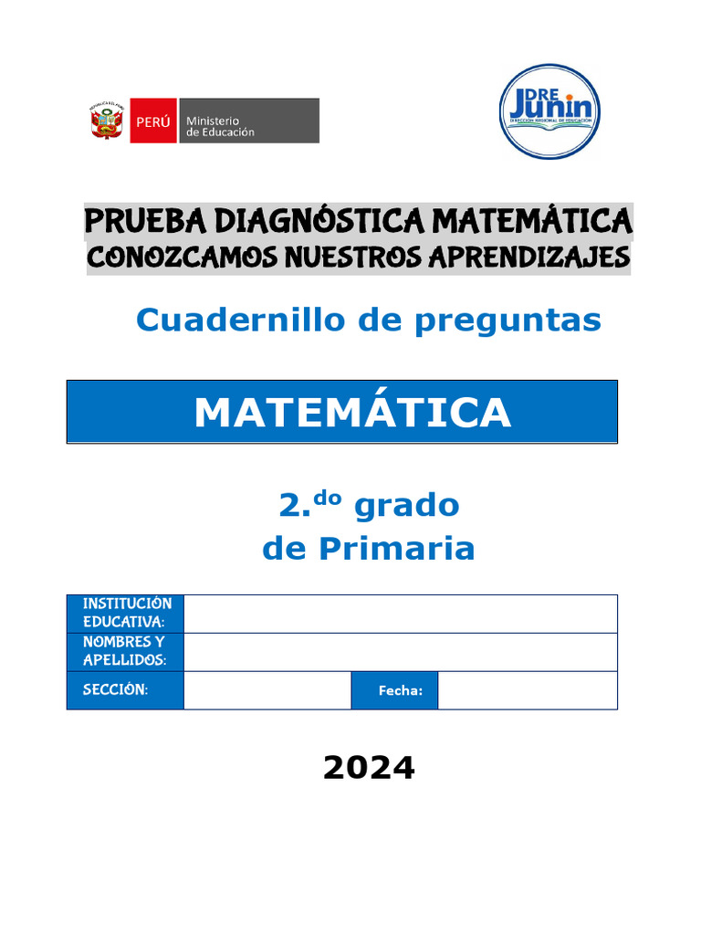 Prueba Diagnóstica de Matemáticas 2° Grado | PDF | Hogar, jardinería y ...