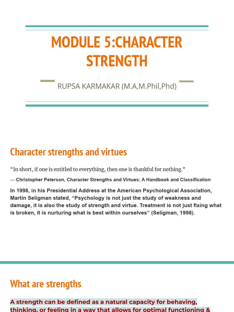 Character Strength | PDF | Wisdom | Courage