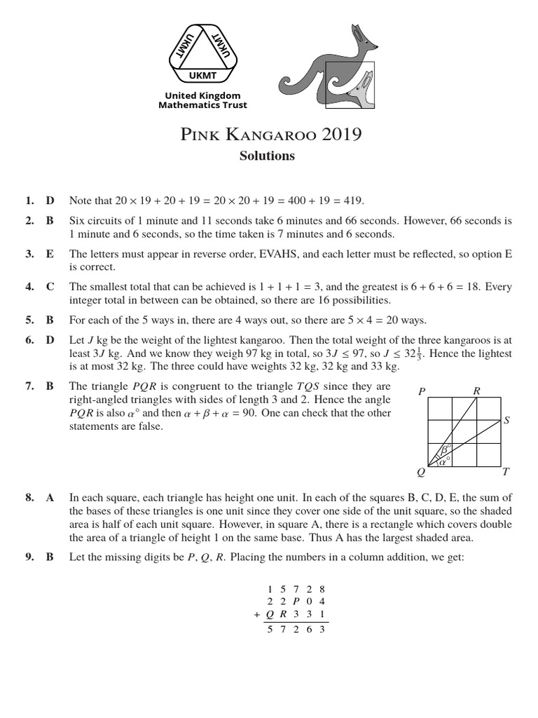 Pink-2019 Maths | PDF