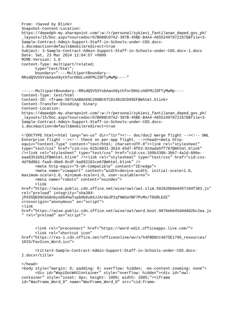 3 Sample Contract Admin Support Staff in Schools Under COS - Docx 1 | PDF | Printing | Graphic ...