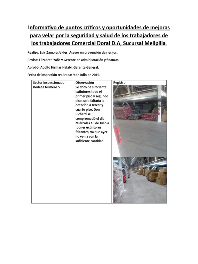 Informe Melipilla 9-7-2019 Extintores | PDF