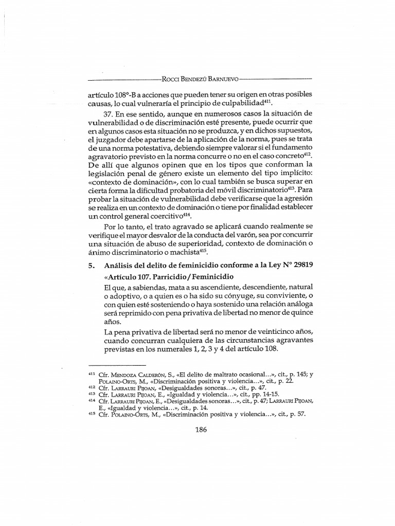 Análisis Del Delito De Feminicidio Estructura Tipica Pdf