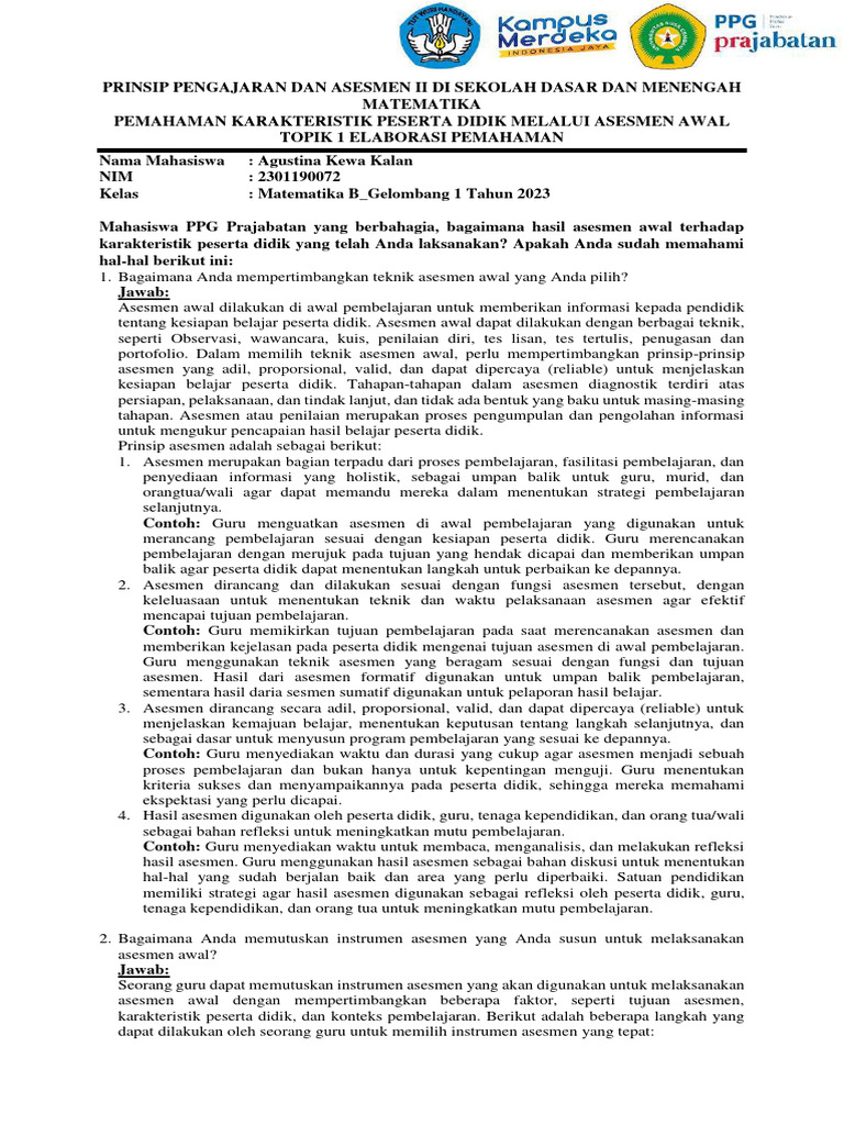 T1 - Ppa Ii - Elaborasi Pemahaman | PDF | Karier & Perkembangan